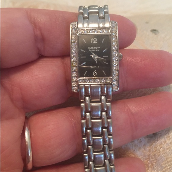 Gruen | Accessories | Embassy By Gruen Watch Black Face Crystals | Poshmark